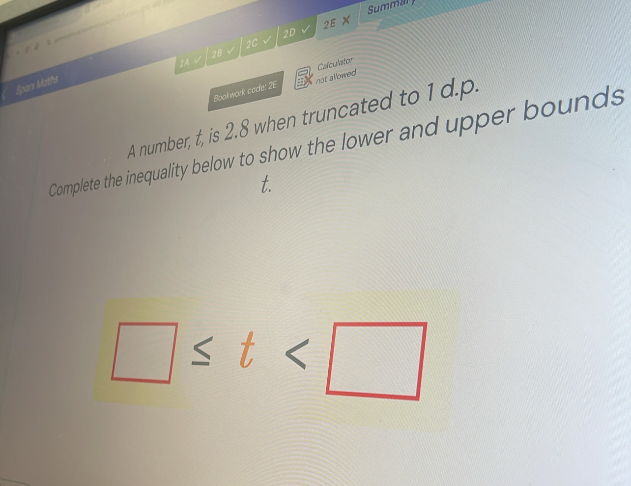 Solved: Summan 2EX 2D 2C 2B 2Av Calculator Sporx Maths Bookwork code ...