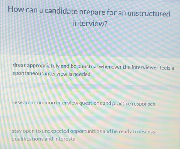 Solved: How can a candidate prepare for an unstructured interview ...