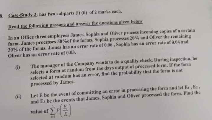 Solved: Case-Study 3: has two subparts (i) (ii) of 2 marks each. Read ...