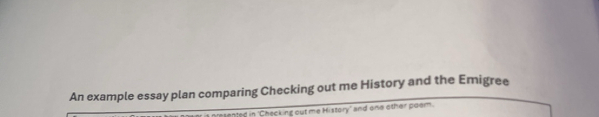 Gelöst:An example essay plan comparing Checking out me History and the ...