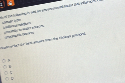 Solved: 2 5 ch of the following is not an environmental factor that ...