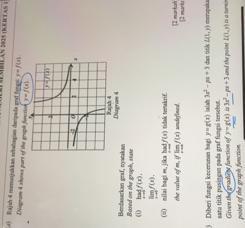 Selesai:JéríßembİLAn 2025 (KERTAS 1) (α) Rajah 4 menunjukkan sebahagian ...