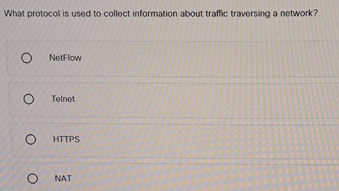 Solved: What protocol is used to collect information about traffic ...