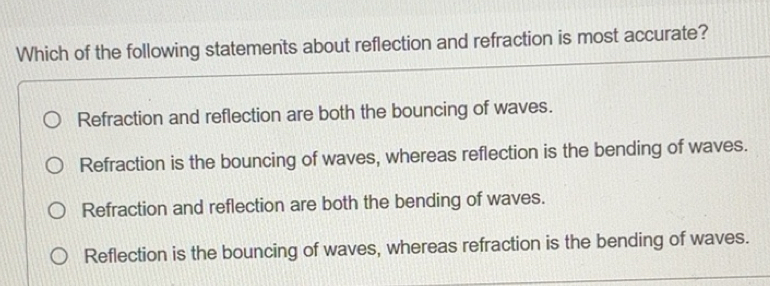 Solved: Which of the following statements about reflection and ...