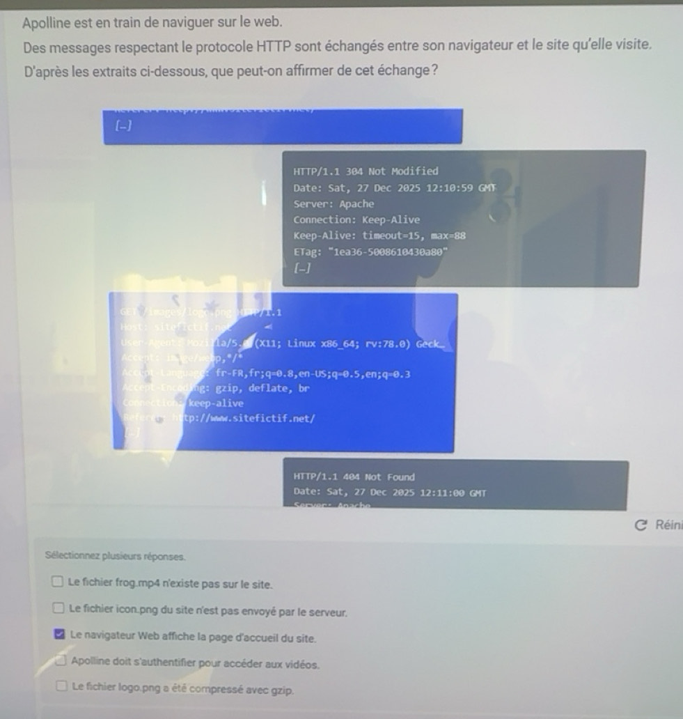 Résolu :Apolline est en train de naviguer sur le web. Des messages ...