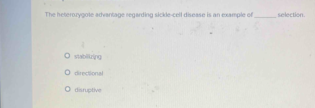 Solved: The heterozygote advantage regarding sickle-cell disease is an ...