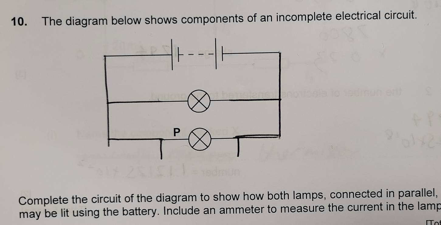 Solved: The diagram below shows components of an incomplete electrical ...