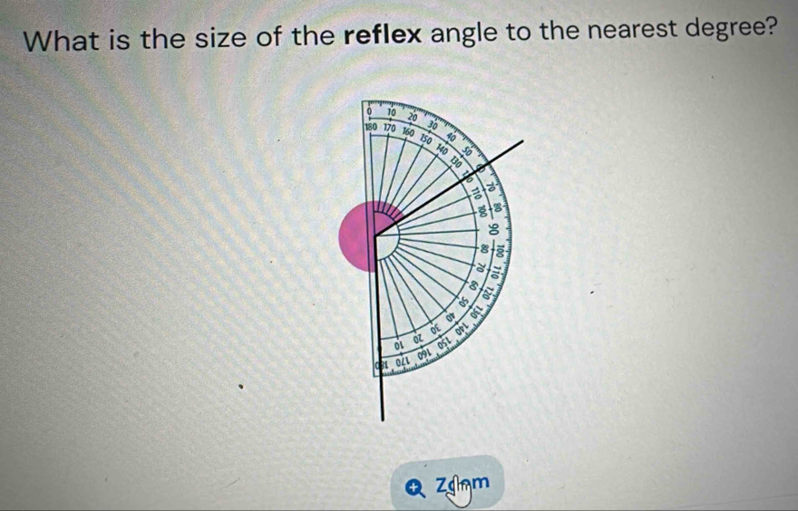 Solved: What is the size of the reflex angle to the nearest degree ...