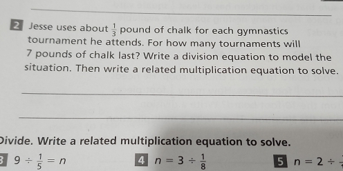 Jesse uses about 1/3 pound of chalk for each gymnastics tournament he ...