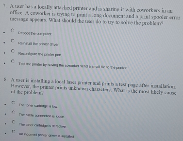 Solved: A user has a locally attached printer and is sharing it with coworkers in an office. A ...