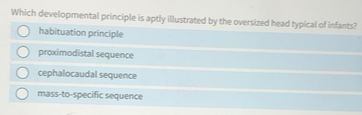 Solved: Which developmental principle is aptly illustrated by the ...