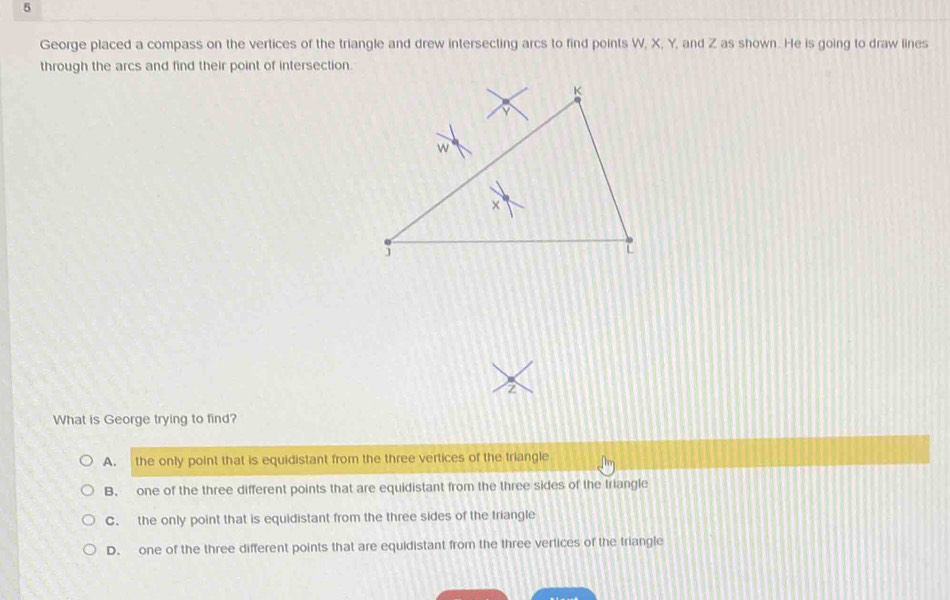 Solved: George placed a compass on the vertices of the triangle and ...