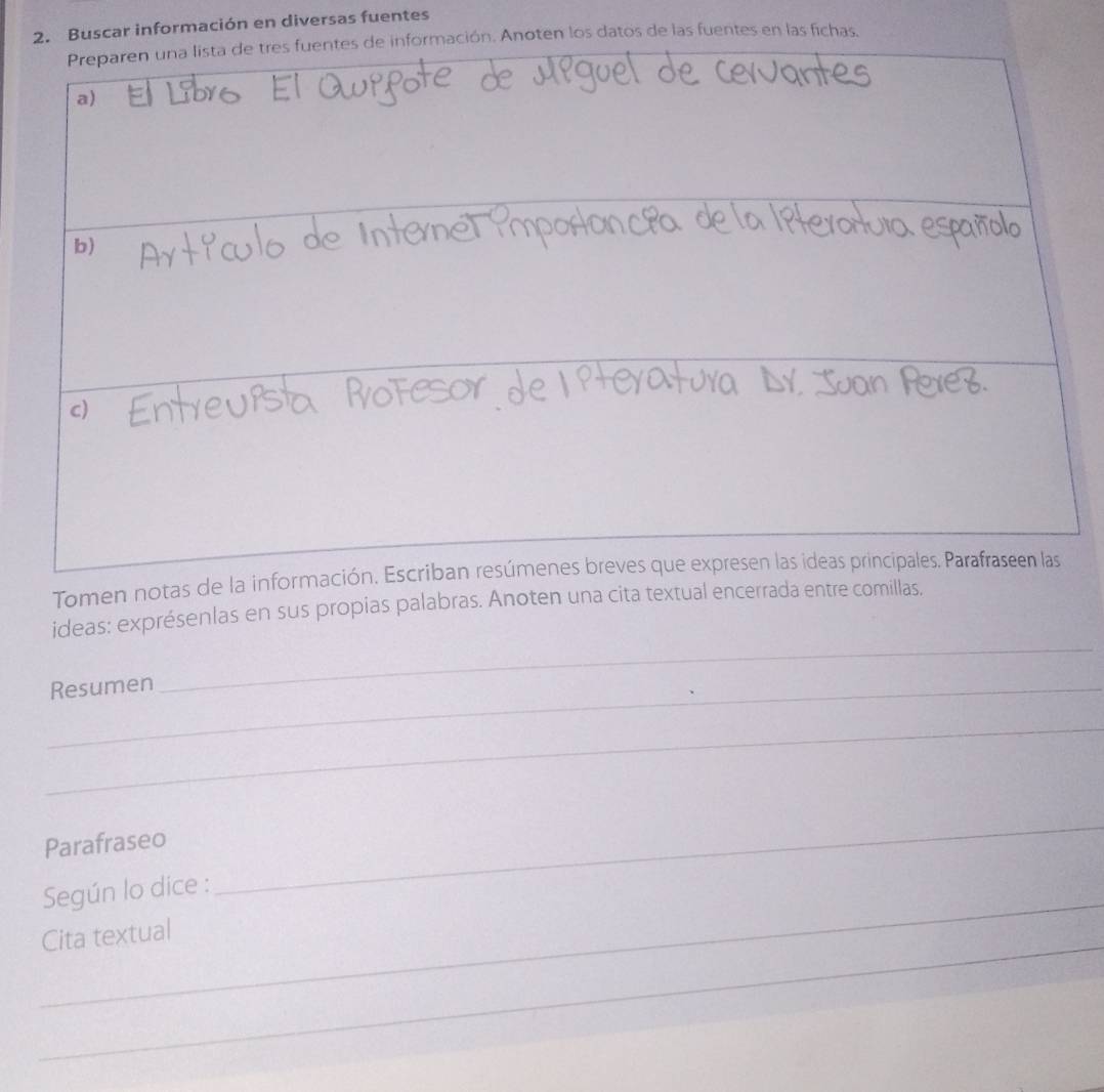 Resuelto:Buscar información en diversas fuentes ón. Anoten los datos de ...