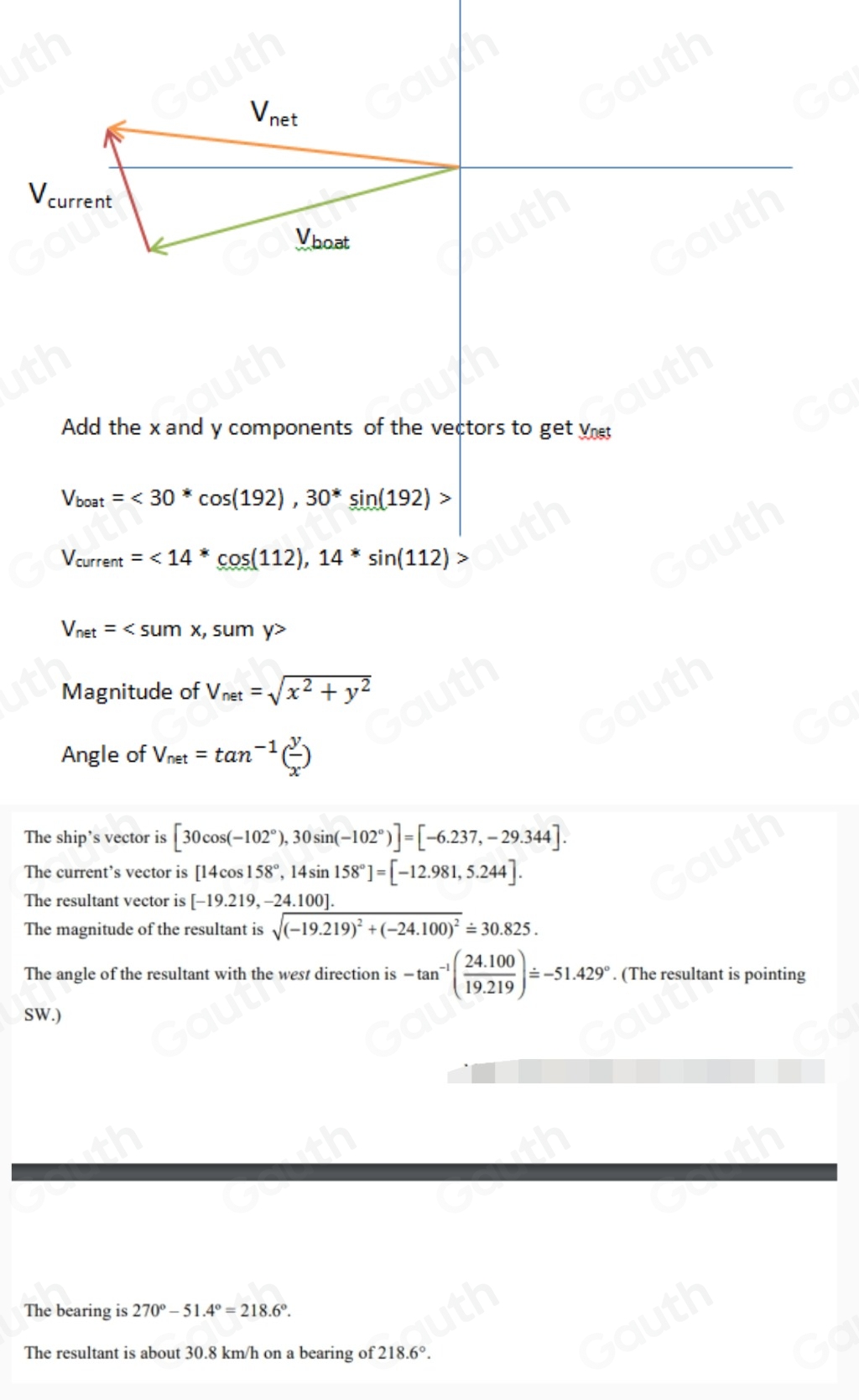Solved: A ship’s course is set at a heading of 192° , with a speed of ...