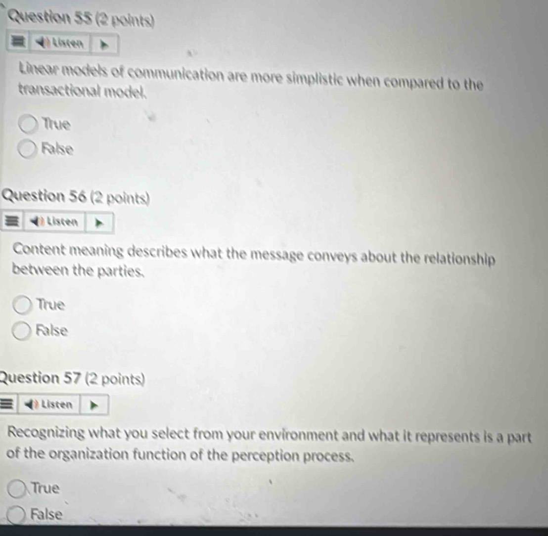 Solved: Listen Linear models of communication are more simplistic when compared to the ...