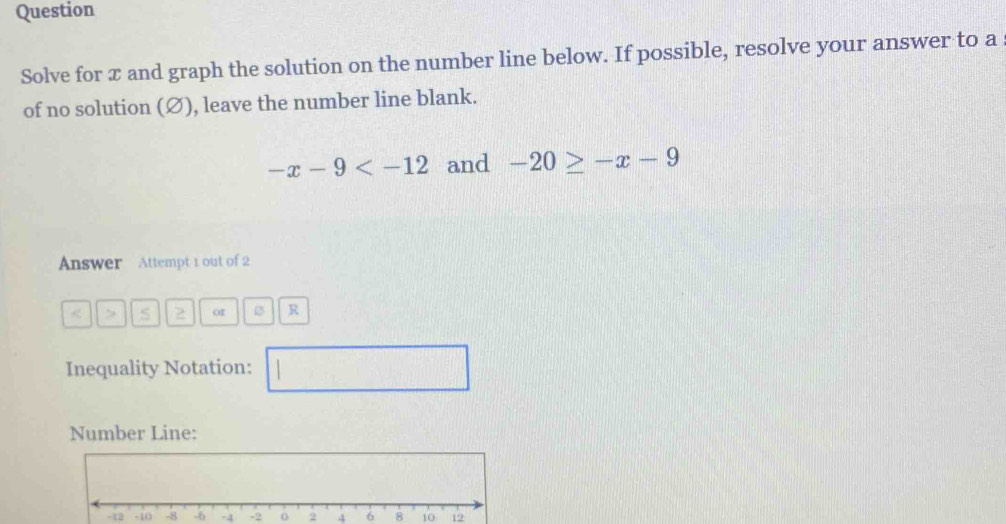 Solved: Question Solve for x and graph the solution on the number line ...