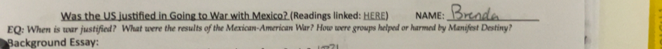 Solved: Was the US justified in Going to War with Mexico? (Readings ...