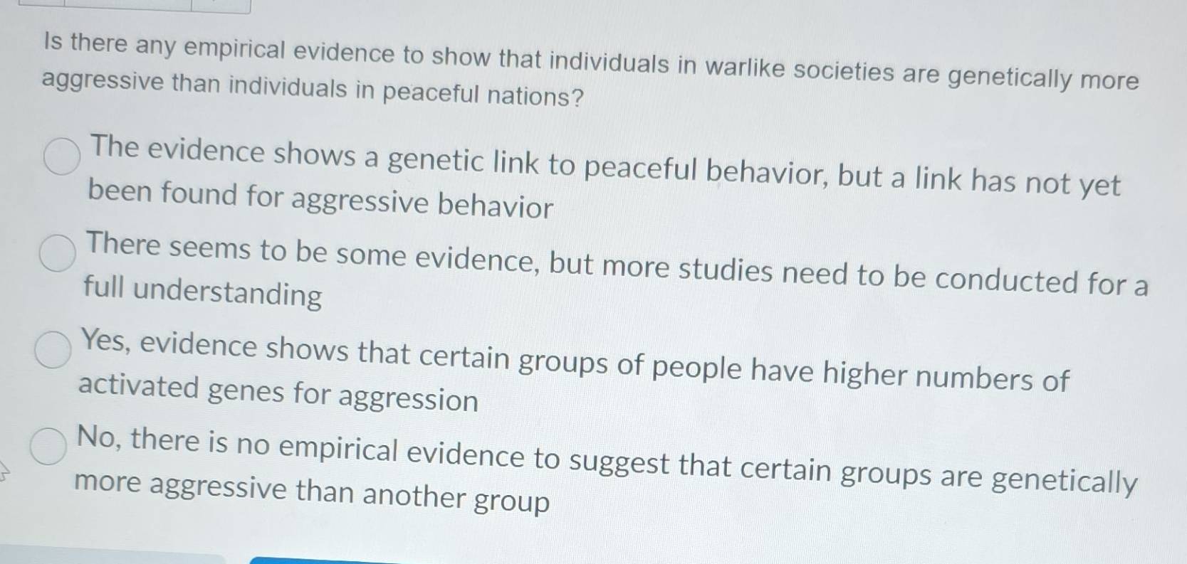 Solved: Is there any empirical evidence to show that individuals in ...