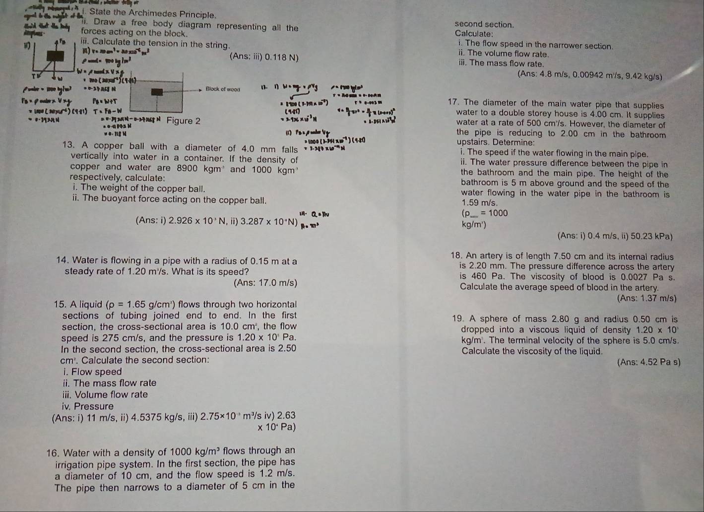 Selesai:State the Archimedes Principle. i. Draw a free body diagram ...