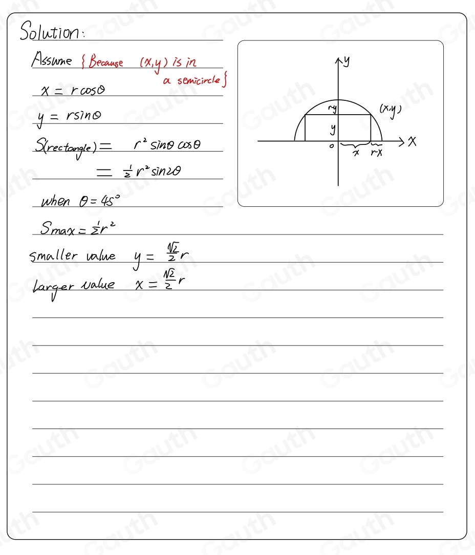 Solved: A rectangle is bounded by the x-axis and the semicircle in the positive y -region (see ...