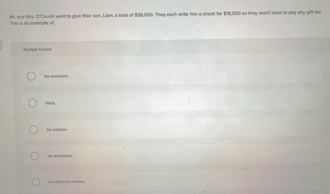 Solved: Mr. and Mrs. 0°C Carroll want to give their son, Liam, a total ...