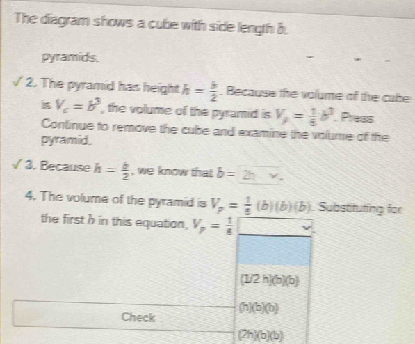 Solved: The diagram shows a cube with side length b. pyramids. 2. The ...