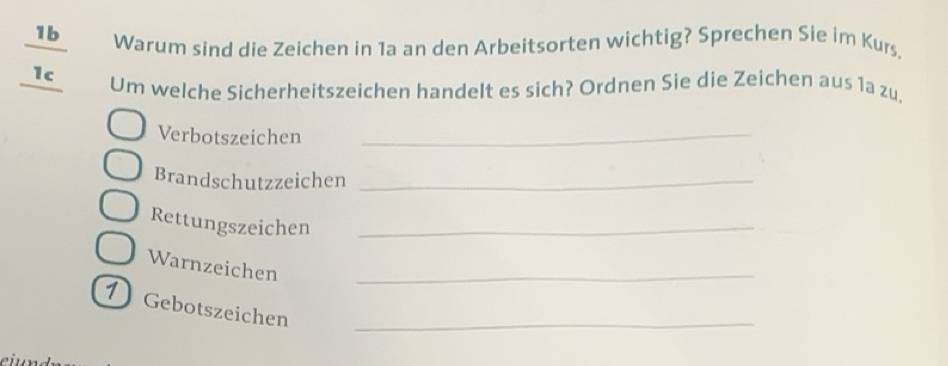 Gelöst:1b Warum sind die Zeichen in 1a an den Arbeitsorten wichtig ...