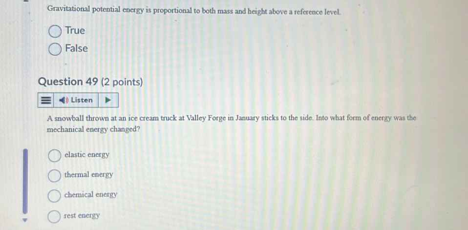 Solved: Gravitational potential energy is proportional to both mass and ...
