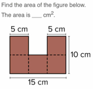 Solved: Find the area of the figure below. The area is_ cm^2. [Math]