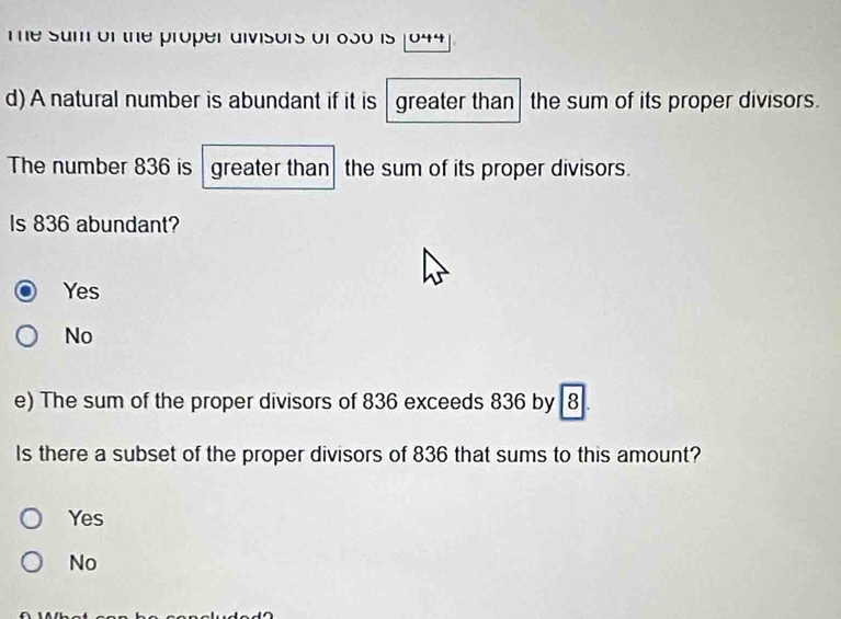 Solved: he sum of the proper aivisors of 650 is (044 d) A natural ...
