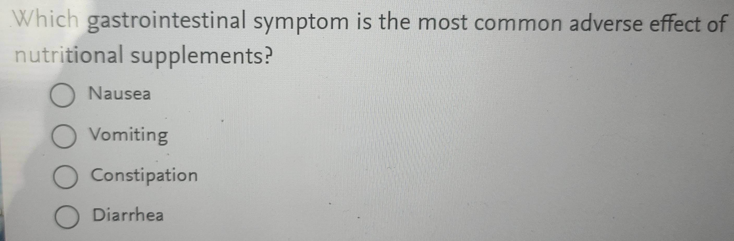 Solved: Which gastrointestinal symptom is the most common adverse ...