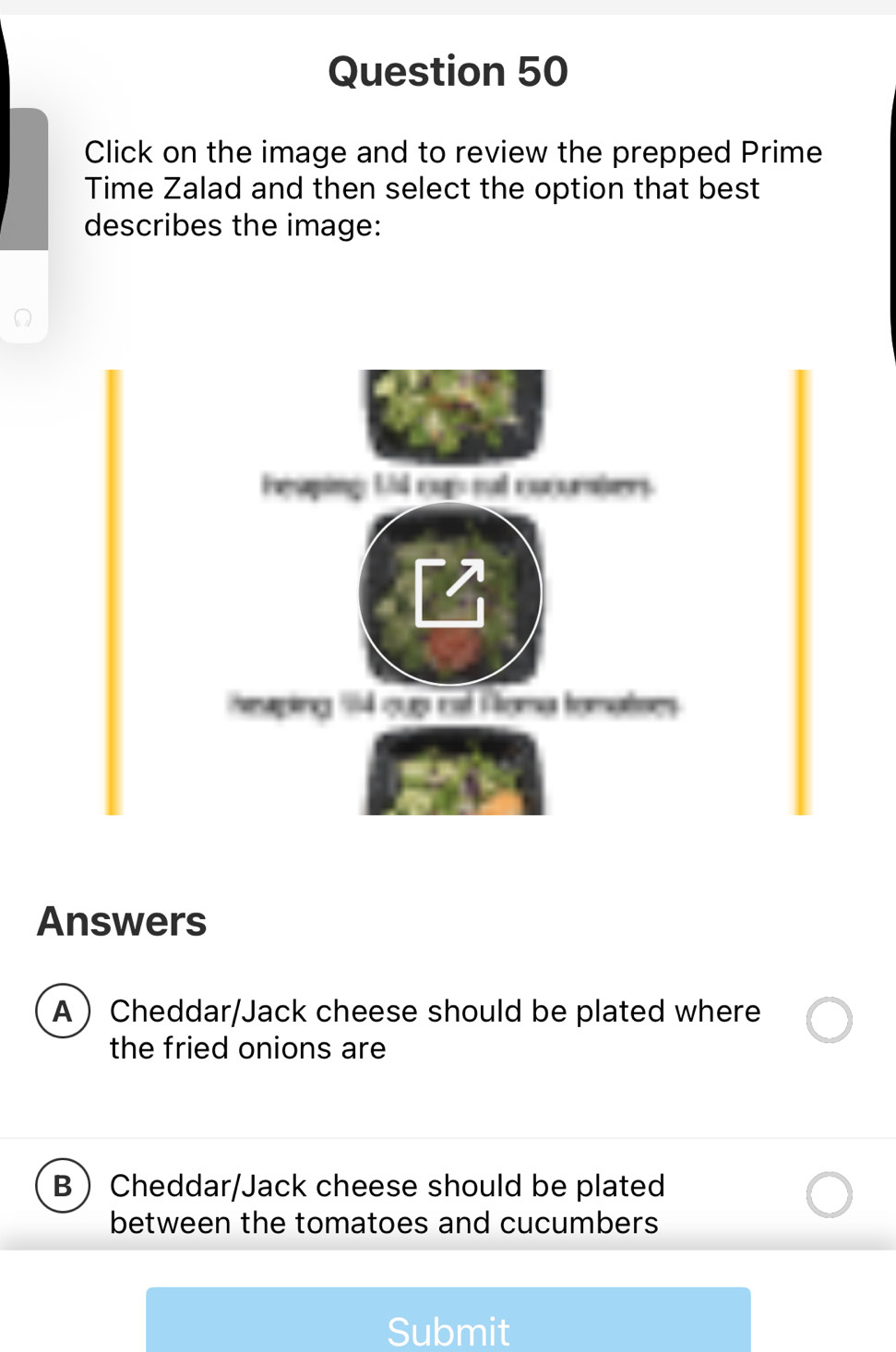 Solved: Click on the image and to review the prepped Prime Time Zalad ...