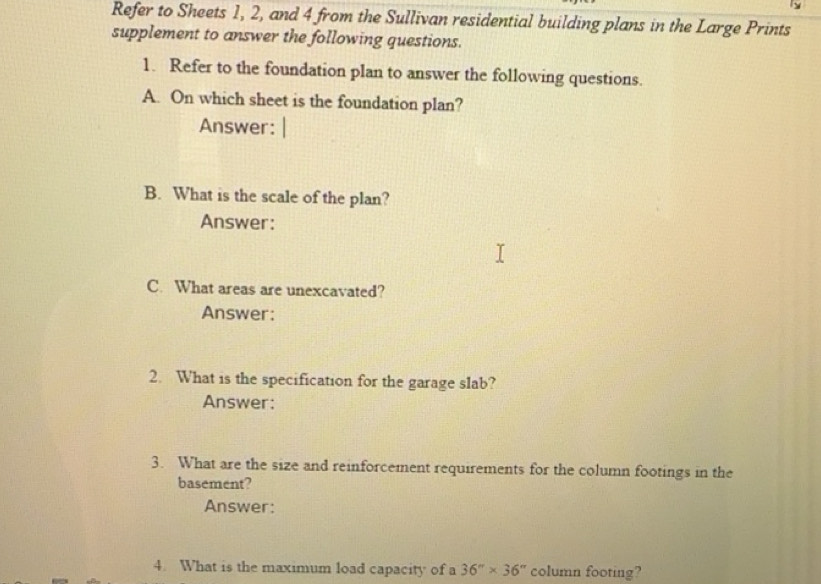 Solved: Refer to Sheets 1, 2, and 4 from the Sullivan residential ...