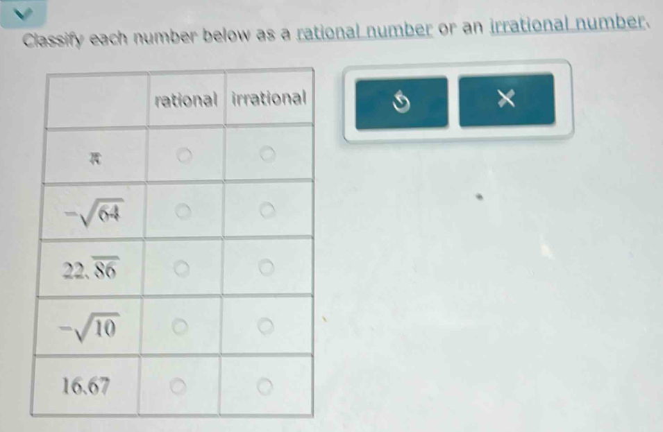 Solved: Classify each number below as a rational number or an ...