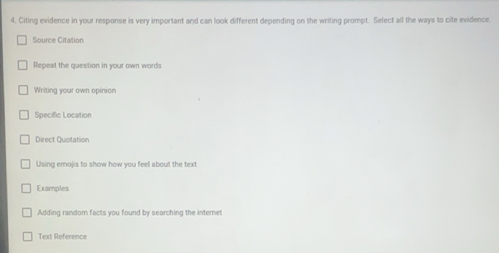 Solved: Citing evidence in your response is very important and can look ...
