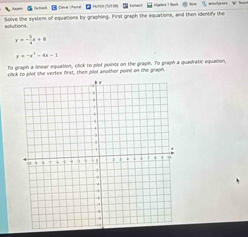 Solved: Aspen Outlook Clever | Portal PAPER (TUTOR) Ka hoot! Algebra 1 ...