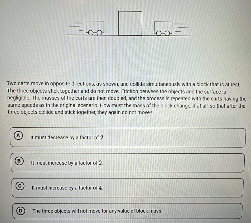 Solved: Two carts move in opposite directions, as shown, and collide simultaneously with a block ...