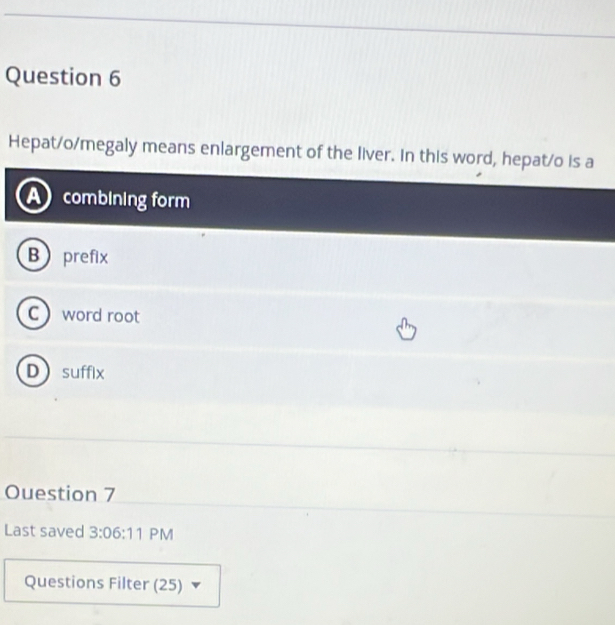 Solved: Hepat/o/megaly means enlargement of the liver. In this word ...