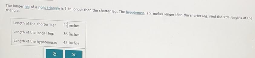 Solved: triangle. The longer leg of a right triangle is 1 in longer ...