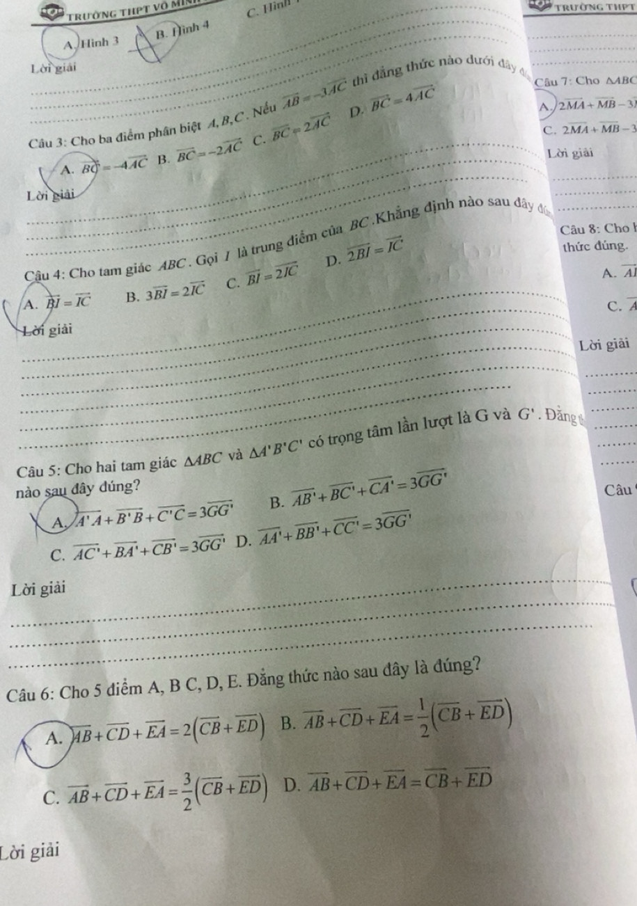 Giải quyết:rường thP t vô m C. Hình Trường thPT _ _ B. Hình 4 _ _ A ...