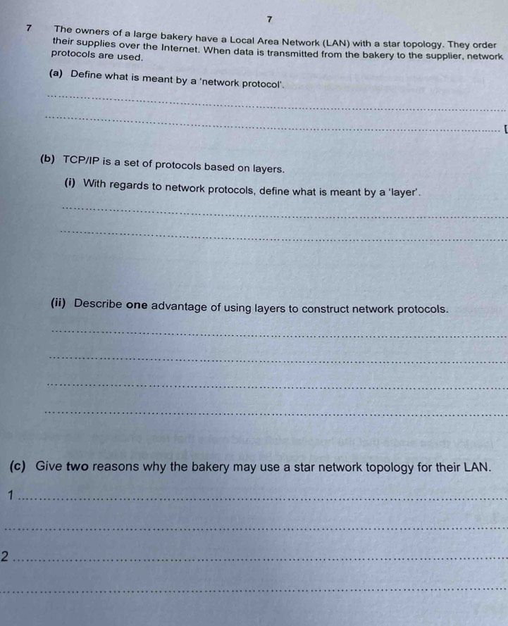 Solved: 7 7 The owners of a large bakery have a Local Area Network (LAN ...