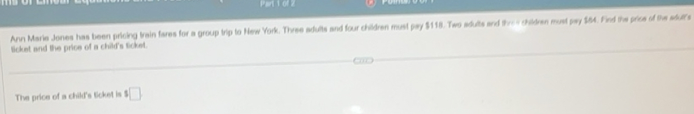 Solved: 0f 2 Ann Marie Jones has been pricing train fares for a group ...