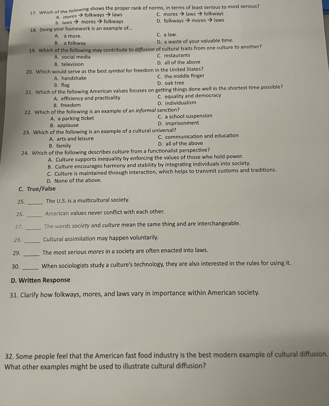 Solved: Which of the following shows the proper rank of norms, in terms ...