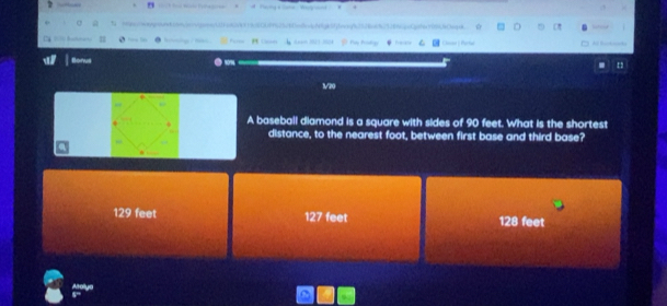 Solved: Cuéta 1 000 fe Clauç as Bonus a 1/20 A baseball diamond is a ...