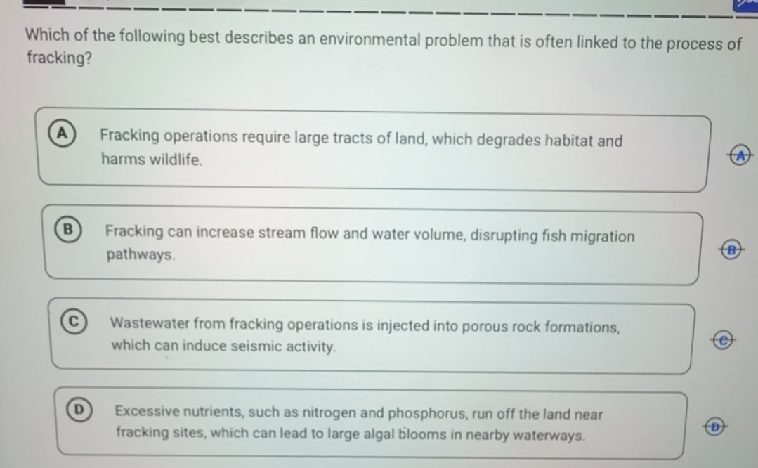 Solved: Which of the following best describes an environmental problem ...
