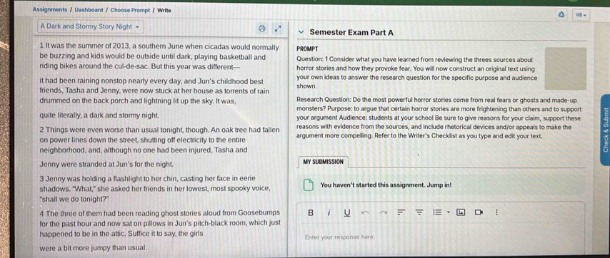 Solved: Assignments / Dashboard / Choose Prompt / Write A Dark and ...