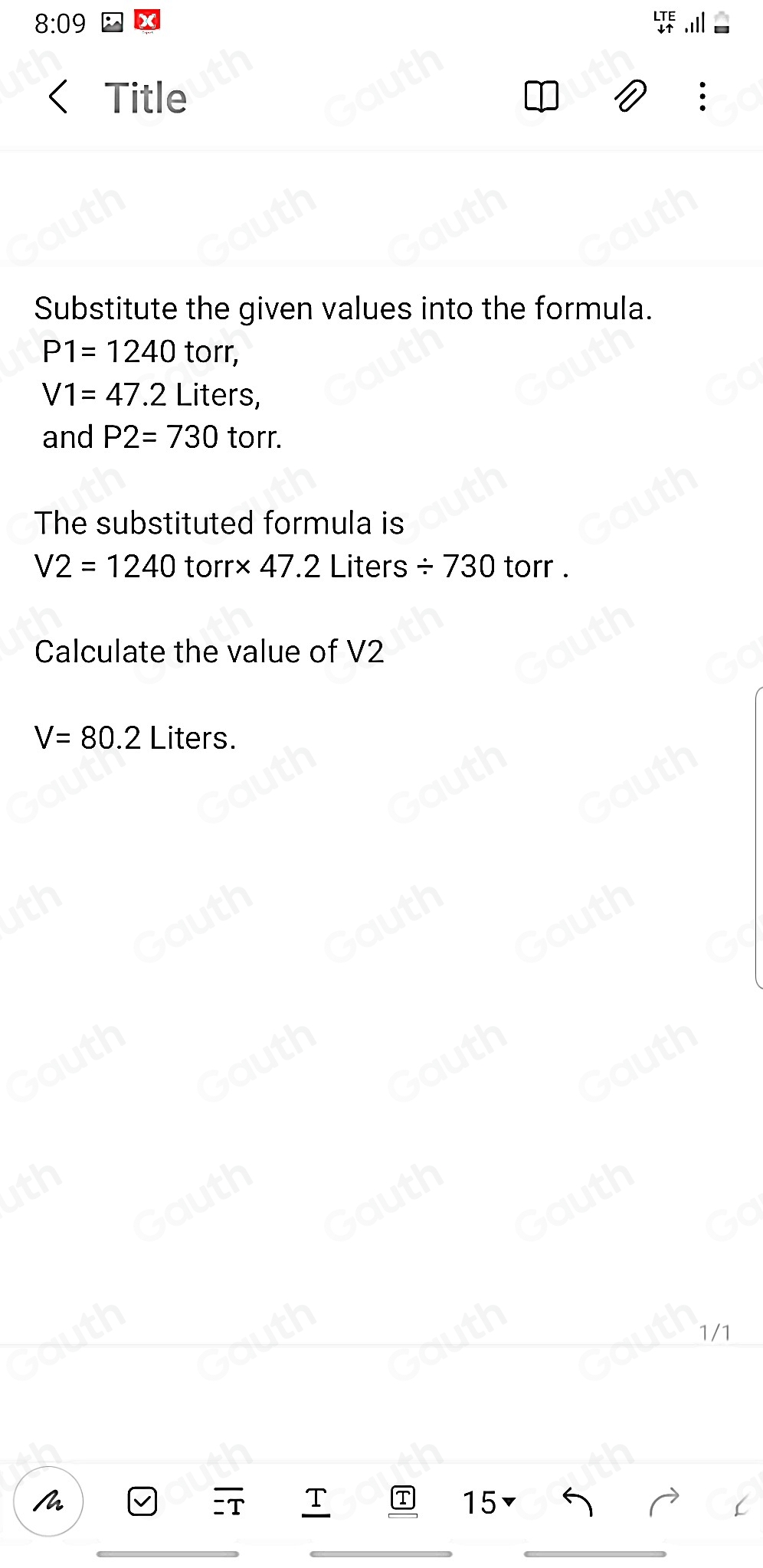 Solved: A sample of oxygen occupies 47.2 Liters under a pressure of 1240 torr at 25°C. What ...