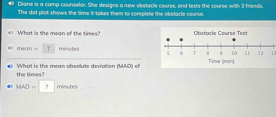 Solved: • Diane is a camp counselor. She designs a new obstacle course ...