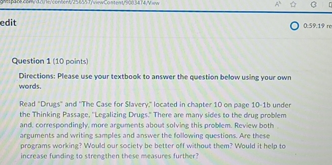 Solved: edit 0:59:19 re Question 1 (10 points) Directions: Please use ...