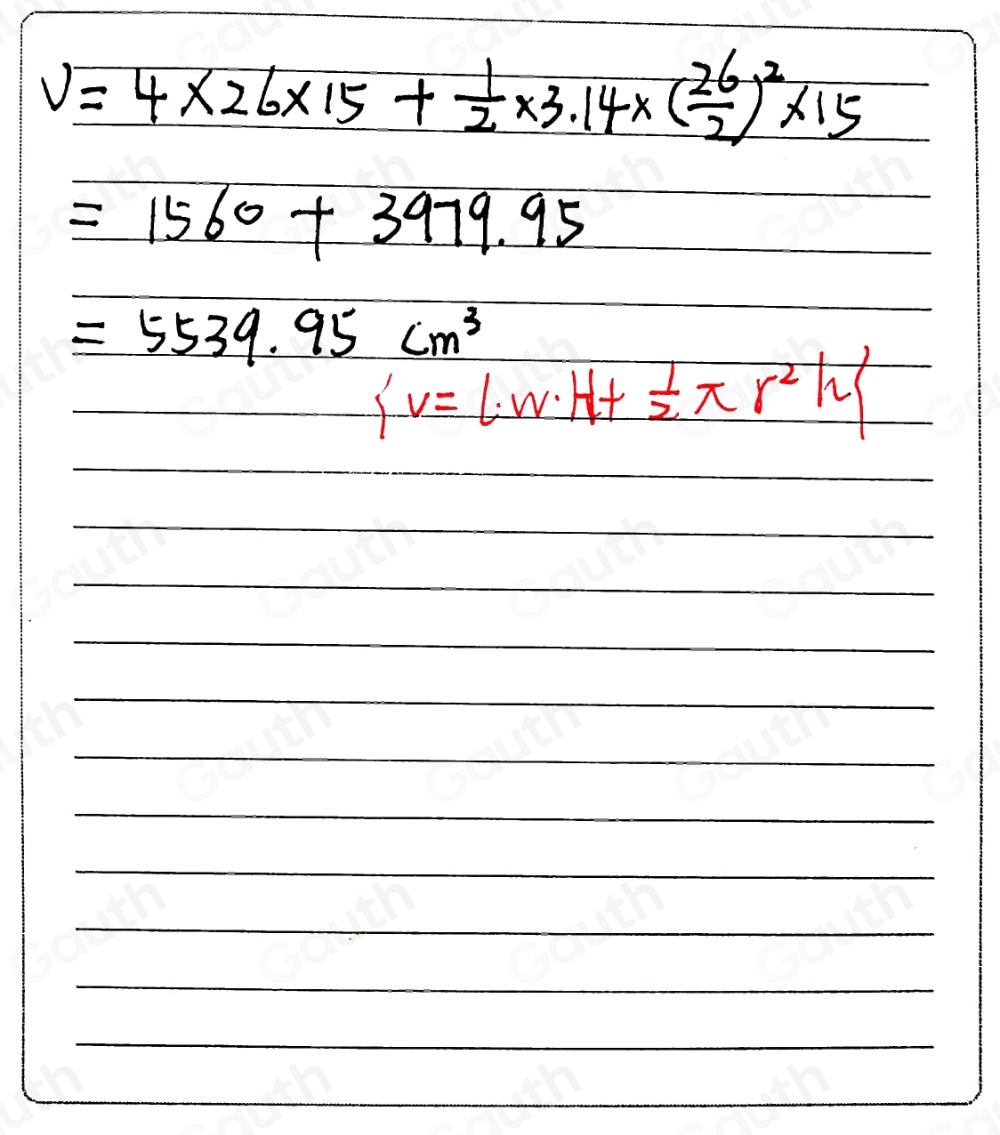 Solved: A box is the shape of half a cylinder on top of a cuboid. Work ...